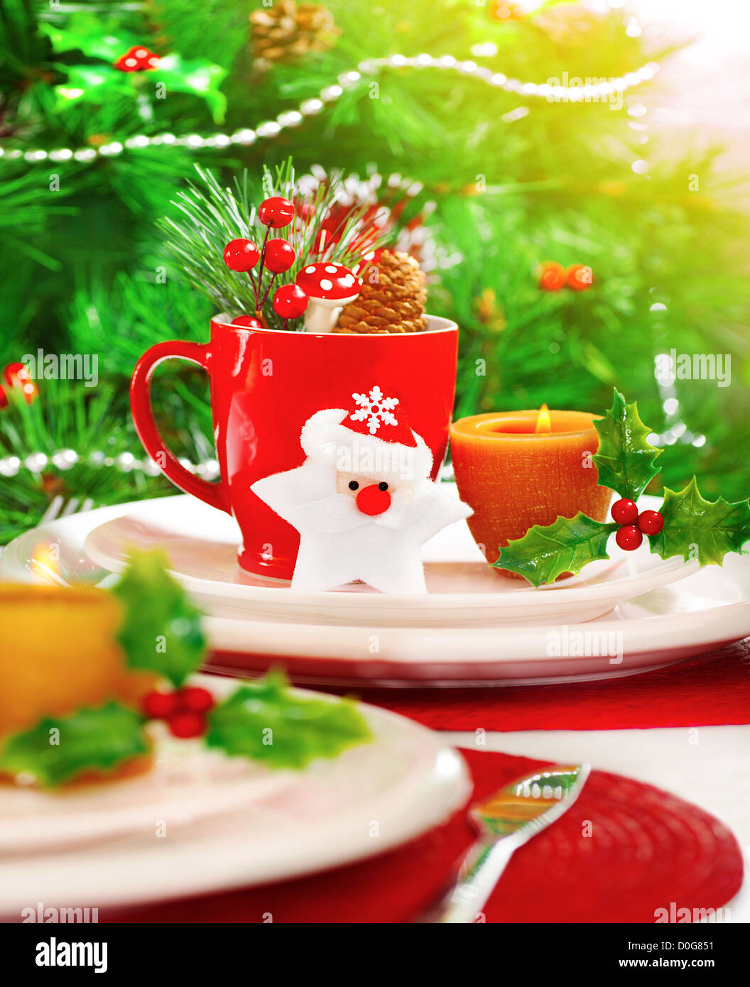 Picture of Christmas eve table setting with beautiful holiday ...