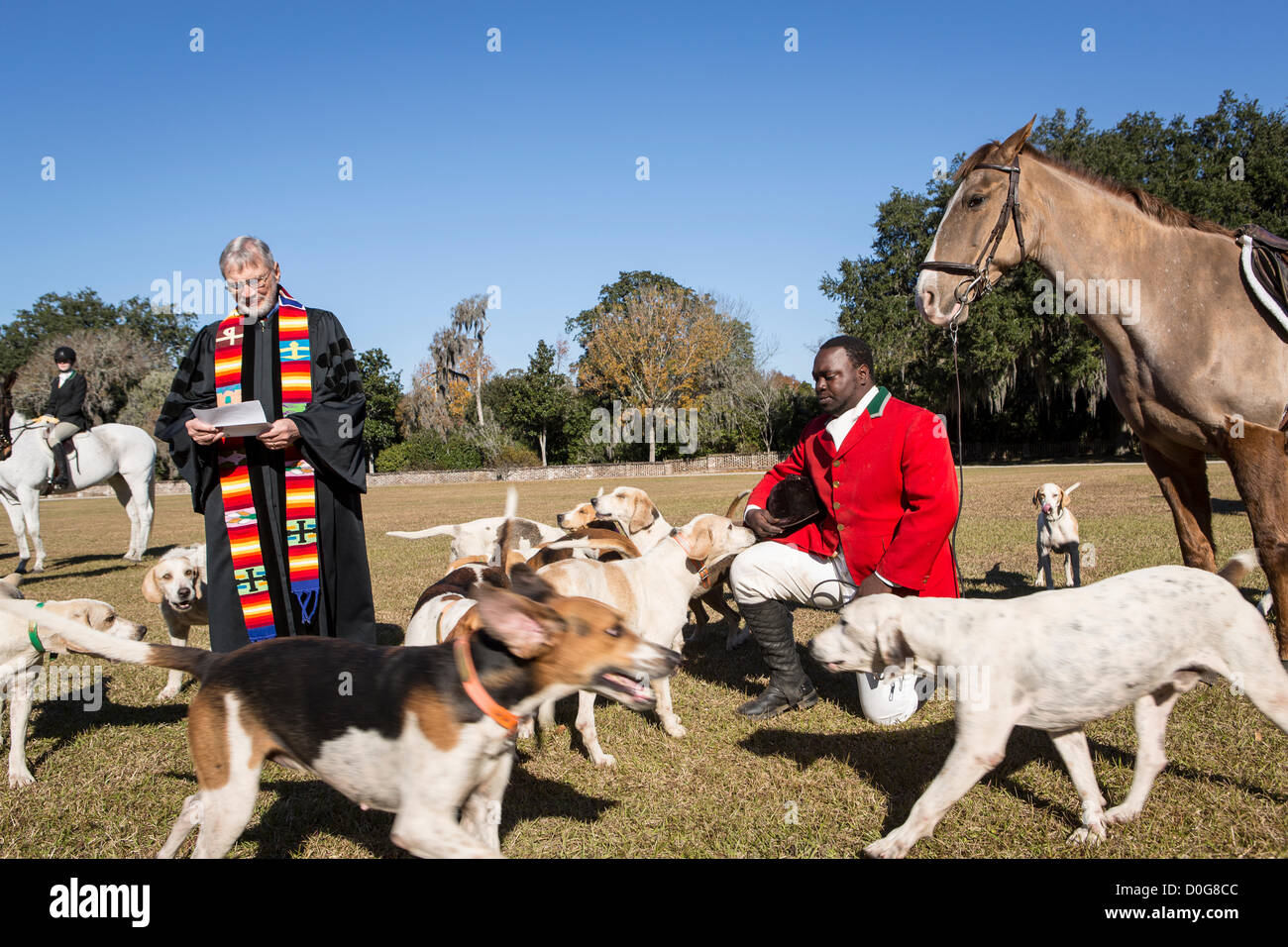 Reverend Burt Keller performs the the annual Blessing of the Hounds ...