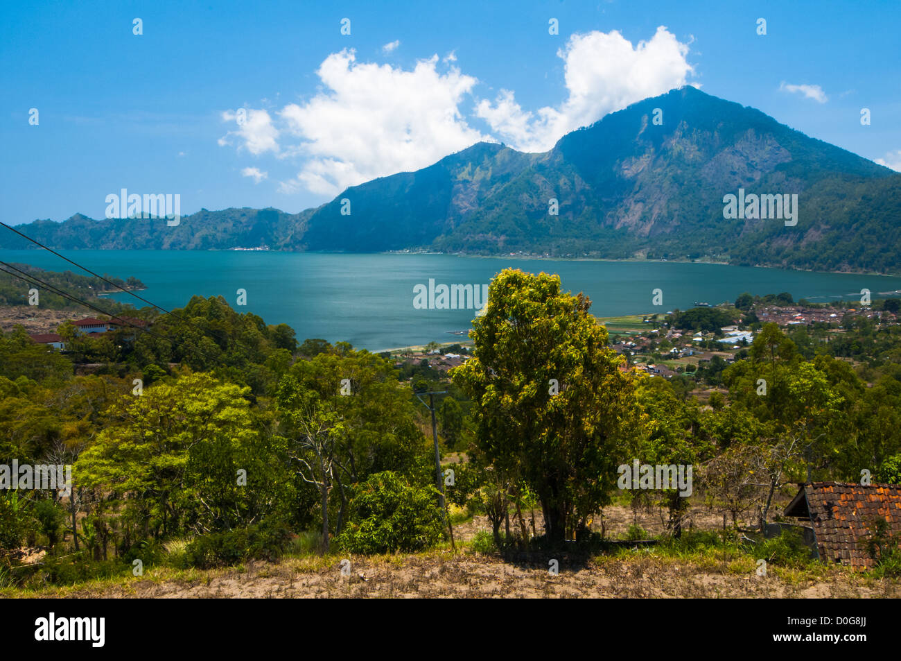 Landscape of Batur volcano and lake Batur. Bali island, Indonesia Stock ...