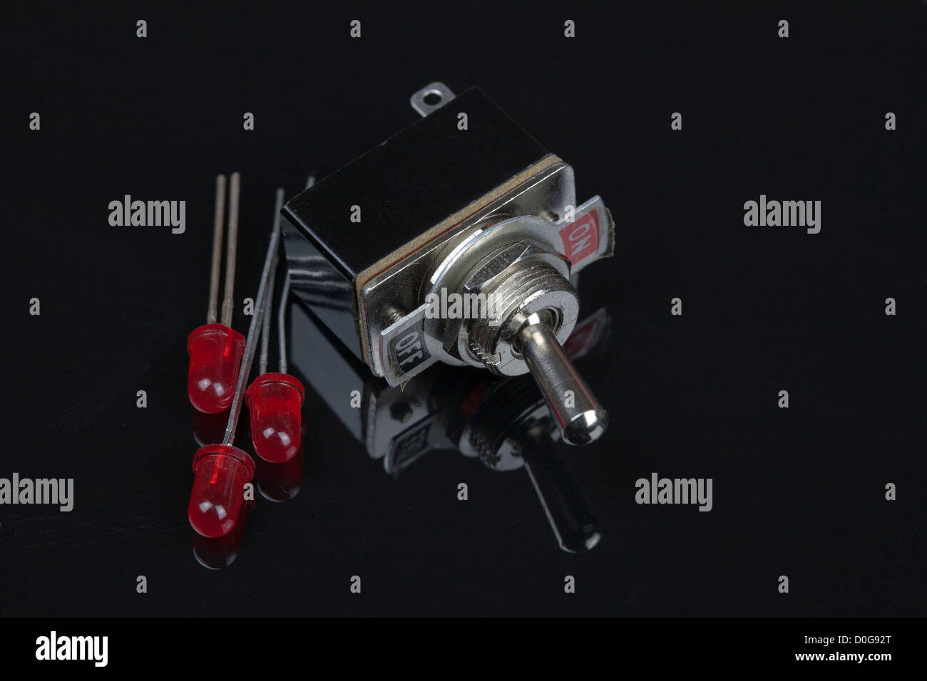 Close up of a switch with on and off labeled Electrical PCB component ...