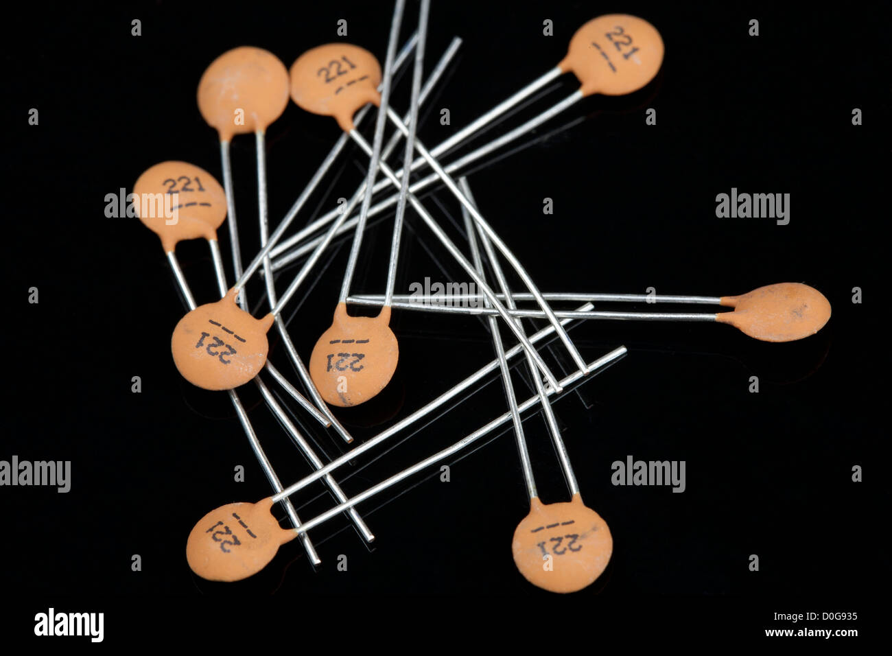 Close up of transistors on a black background Electrical PCB component ...