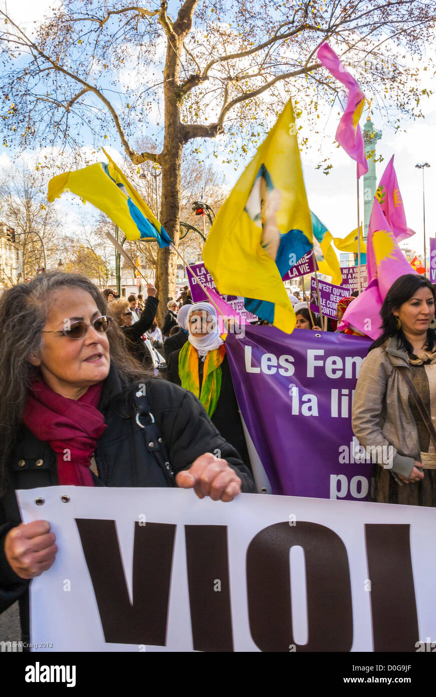 Paris, France, Crowd of French Women in Public Demonstration Different ...