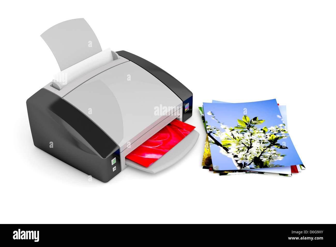 Color photo printer on white background Stock Photo - Alamy