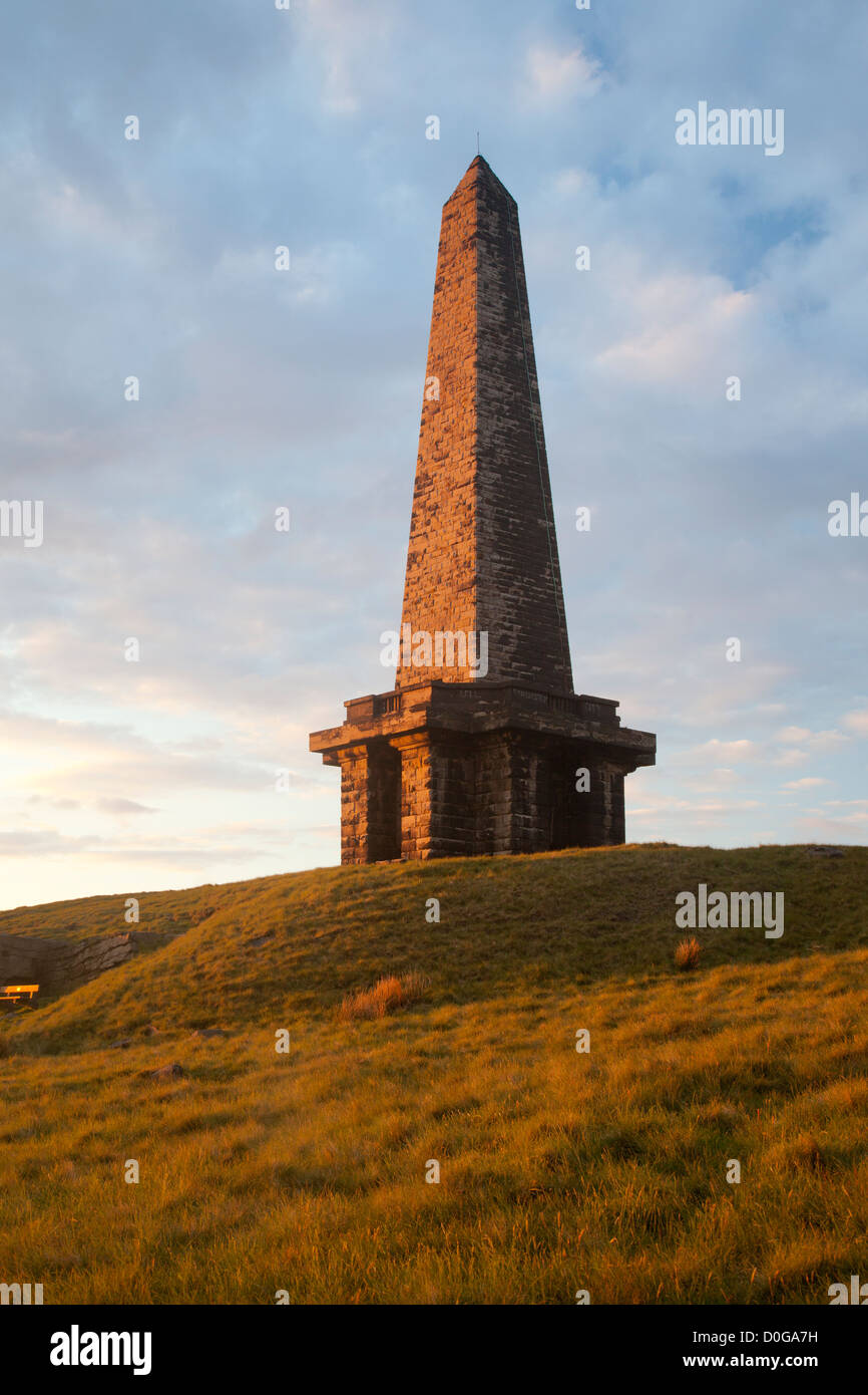 Stoodley Pike monument or folly standing above the town of Todmorden ...