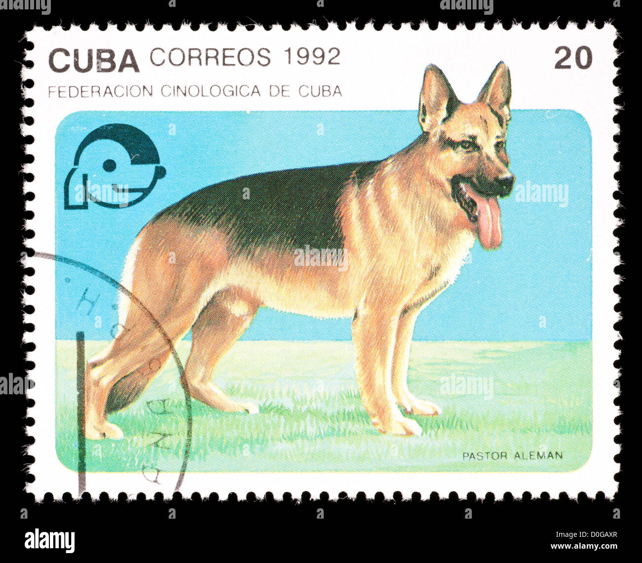 Postage stamp from Cuba depicting a German Shepherd (dog breed Stock ...