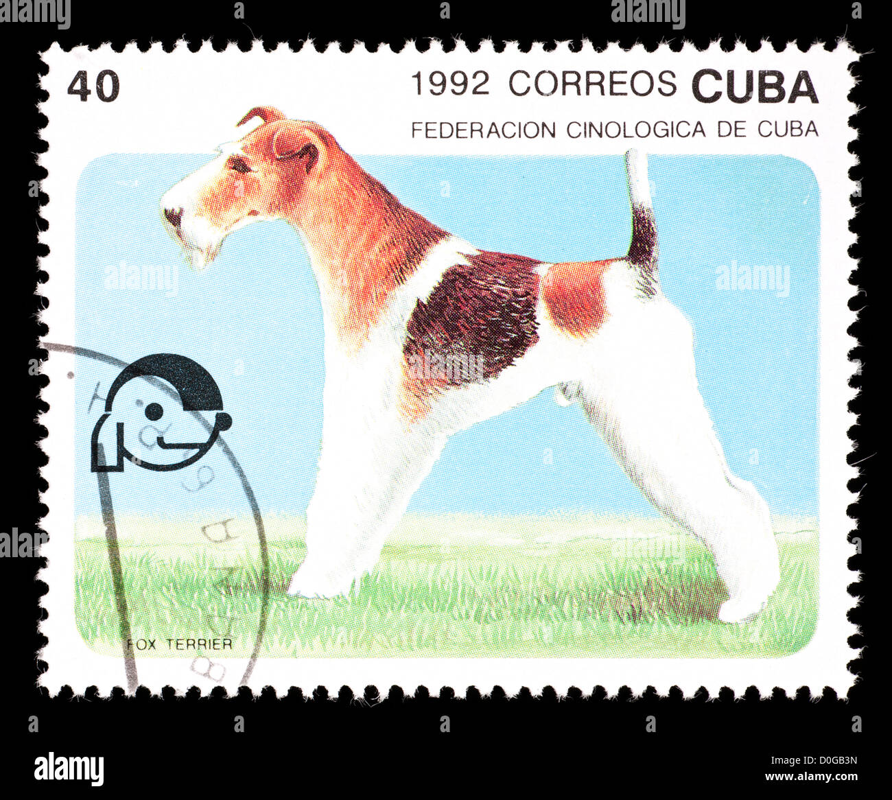 Postage stamp from Cuba depicting a fox terrier (dog breed Stock Photo ...