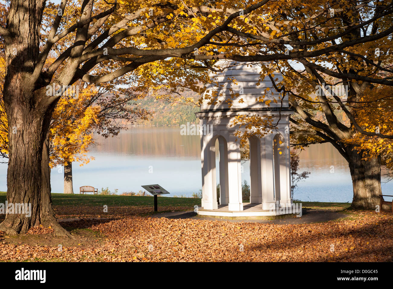 Gazebo by Otsego Lake, Fall Foliage, Cooperstown , NY Stock Photo - Alamy