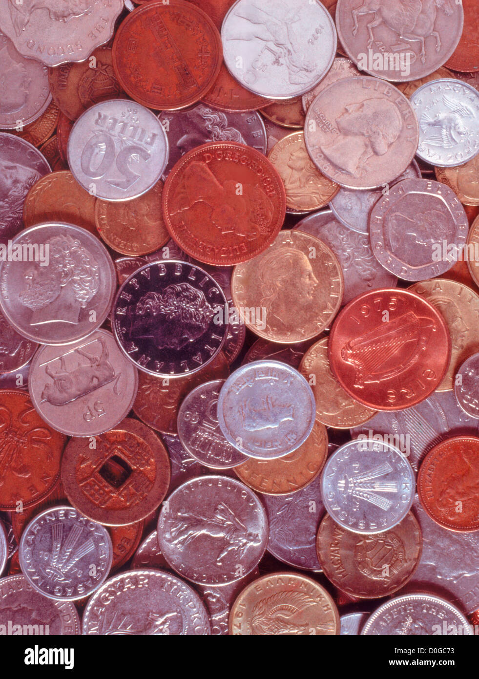 Coins from different countries Stock Photo - Alamy