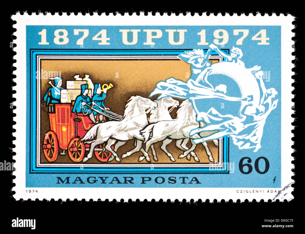 Postage stamp from Hungary depicting a mail stagecoach, issued for the ...