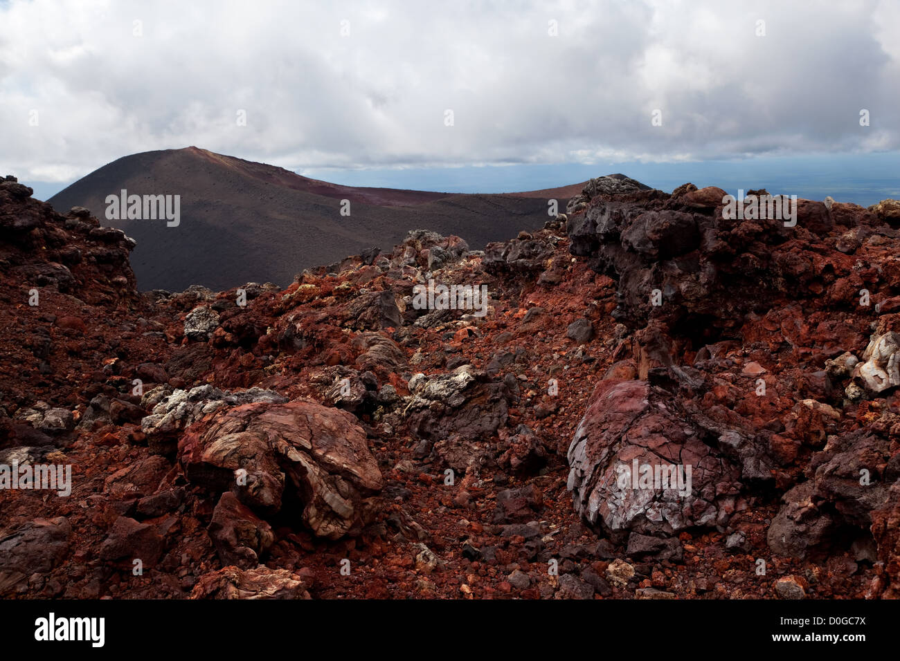Volcano crater. Volcanic dry desert area near Tolbachik volcano. Nature ...