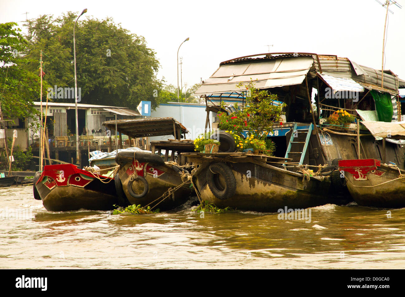 Life along the Mekong Delta at the floating market of Cai Be in Vietnam ...