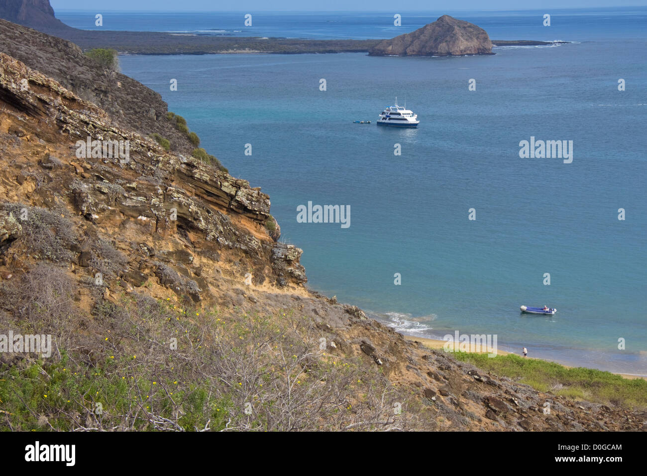 Motor Yacht (M/Y) Letty at anchor off Punta Pitt, Isla San Christobal ...