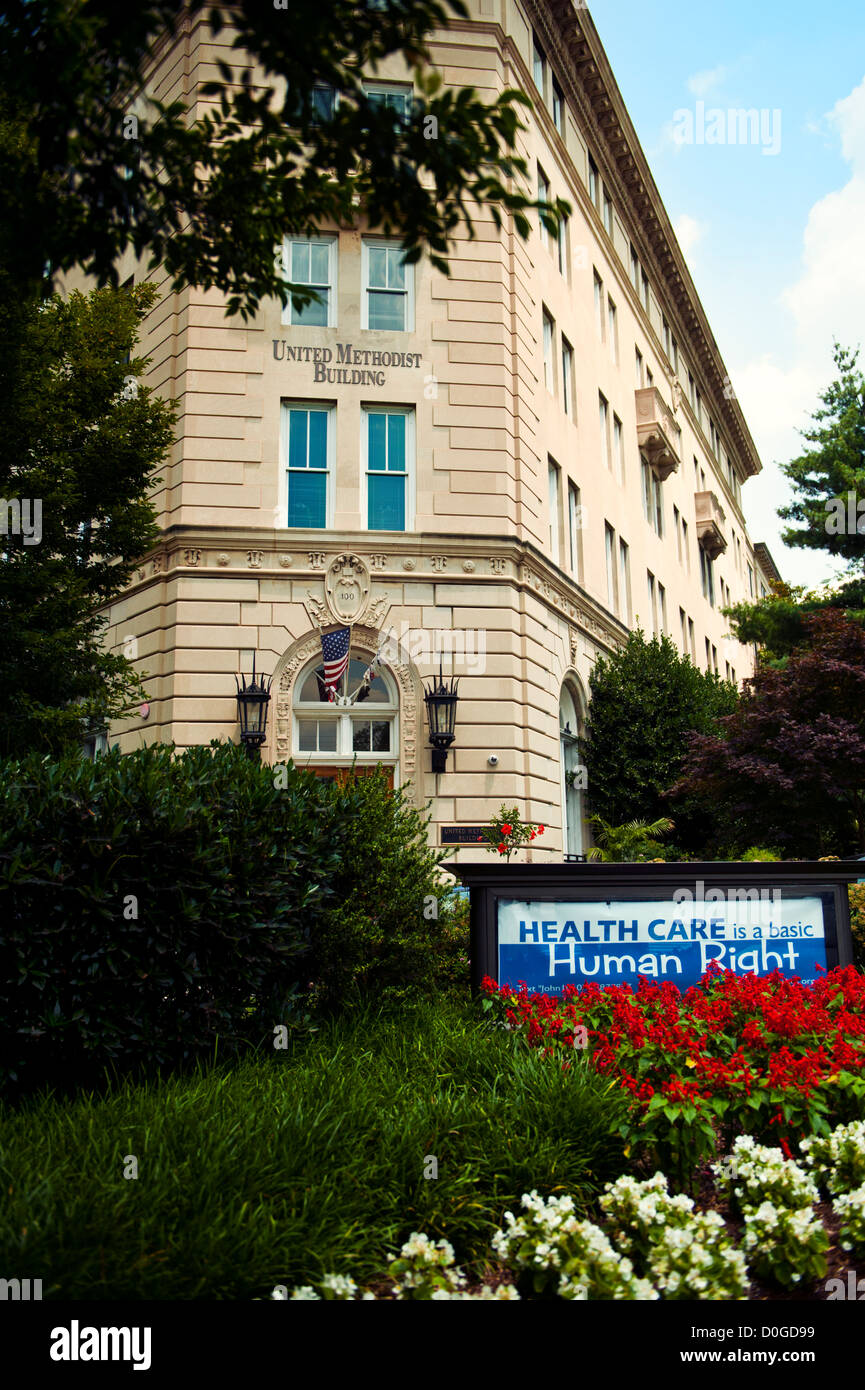The United Methodist Building in Washington DC with a sign that reads ...