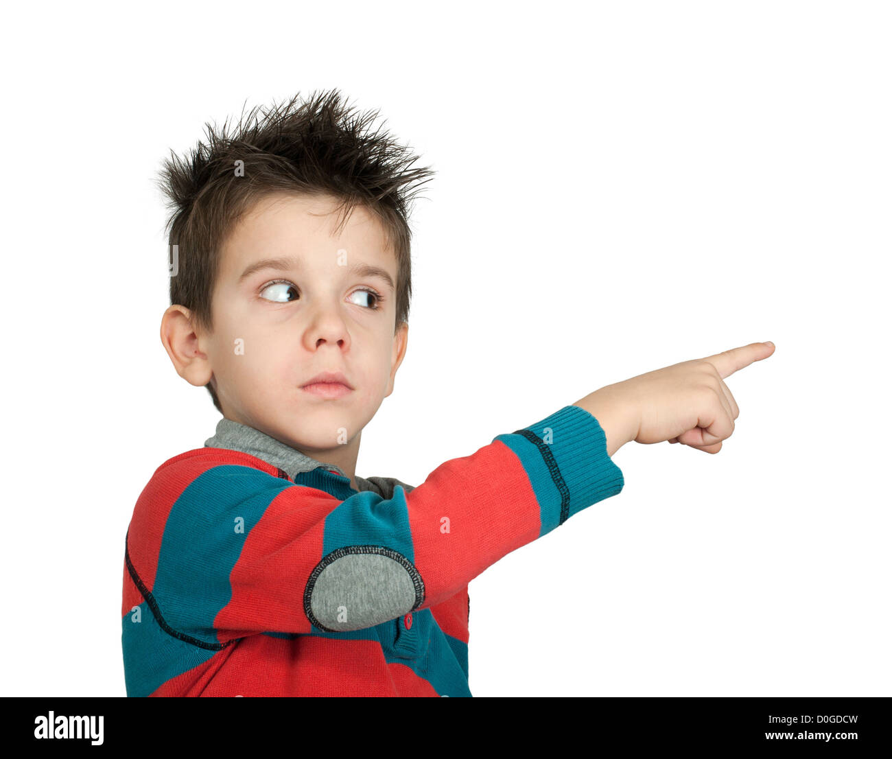 Boy standing pointing upward hi-res stock photography and images - Alamy