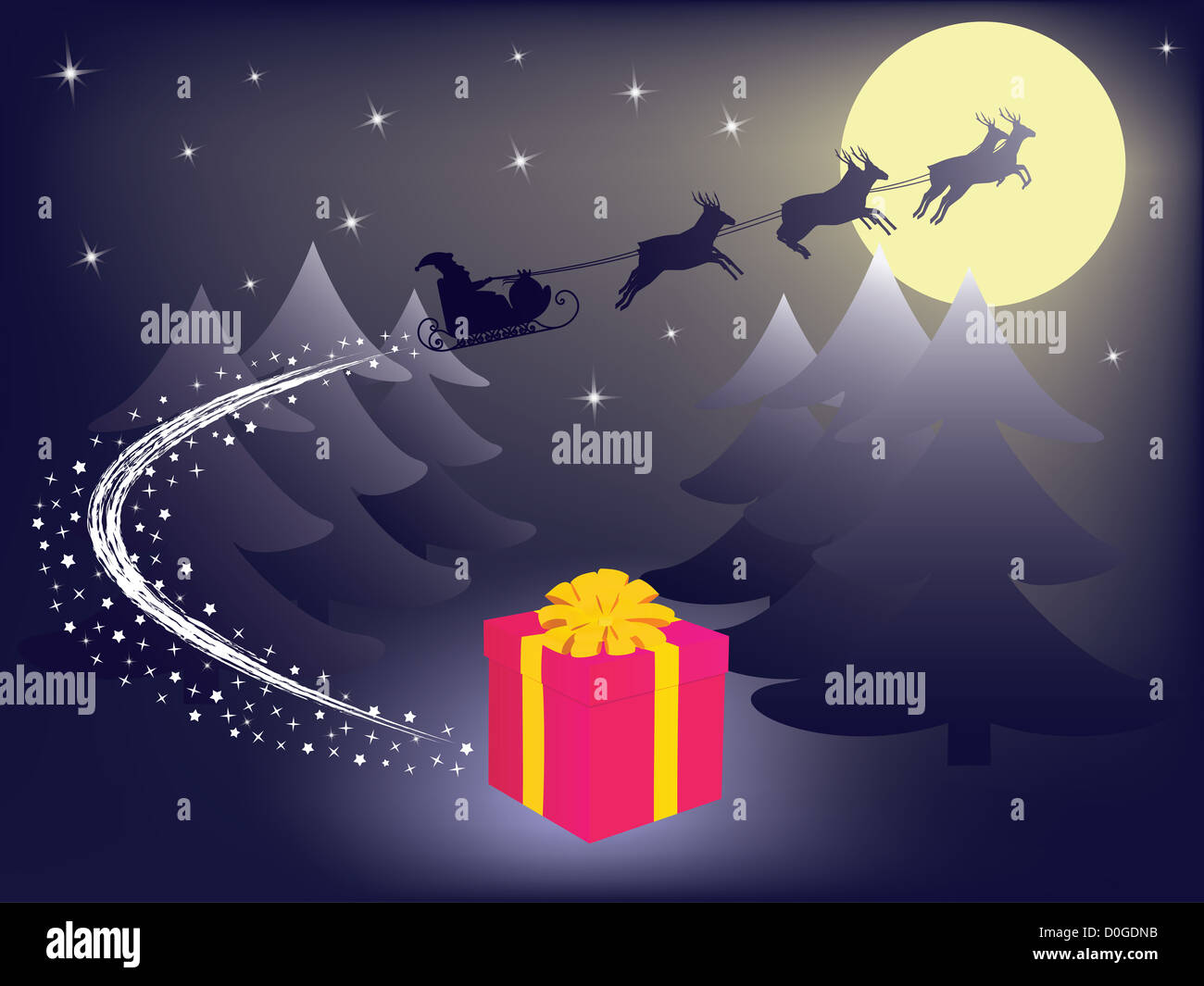 Santa Claus leaving gift Stock Photo - Alamy