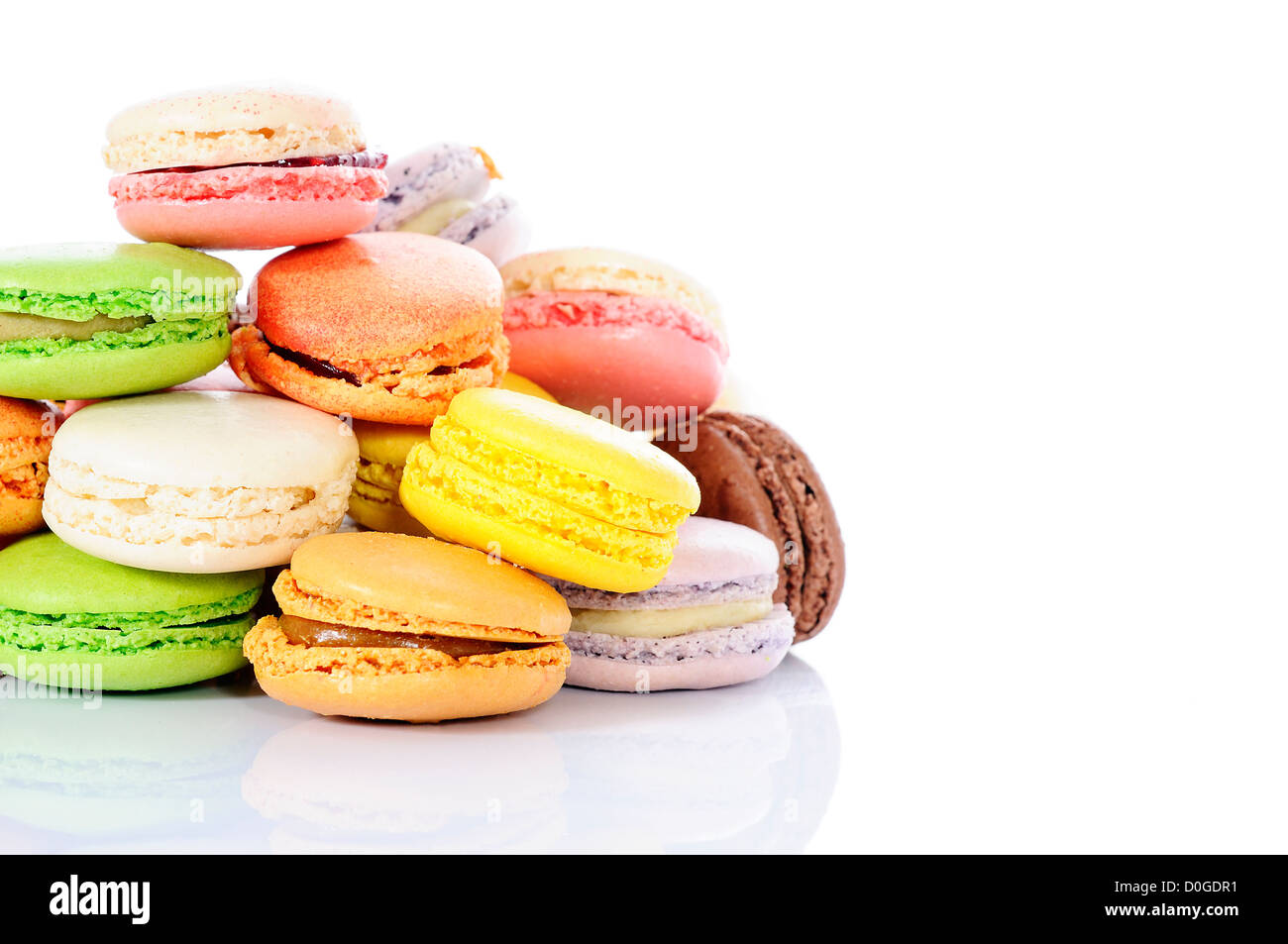 Colorful macaroons on white background Stock Photo - Alamy