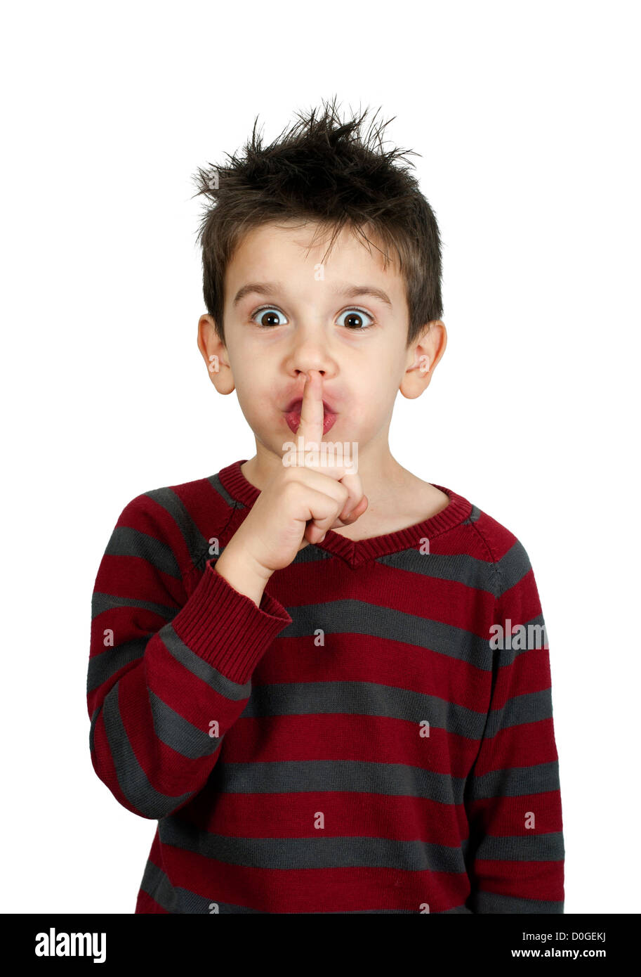 Little boy showing silence symbol Stock Photo - Alamy