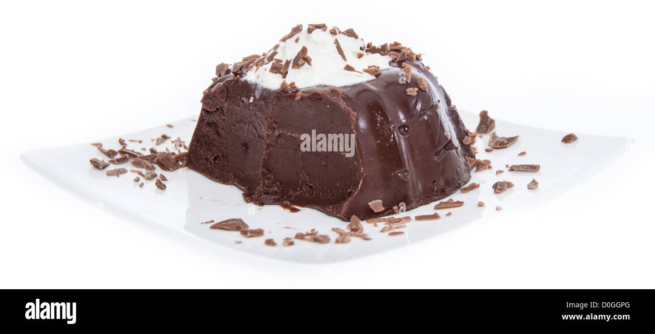 Portion of Chocolate Pudding isolated on white background Stock Photo ...