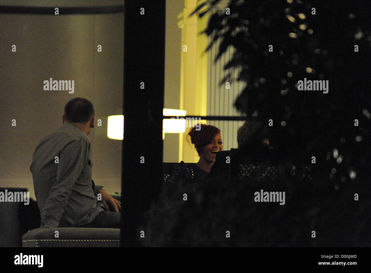 Rihanna having a drink with friends following the MTV EMA Awards in ...