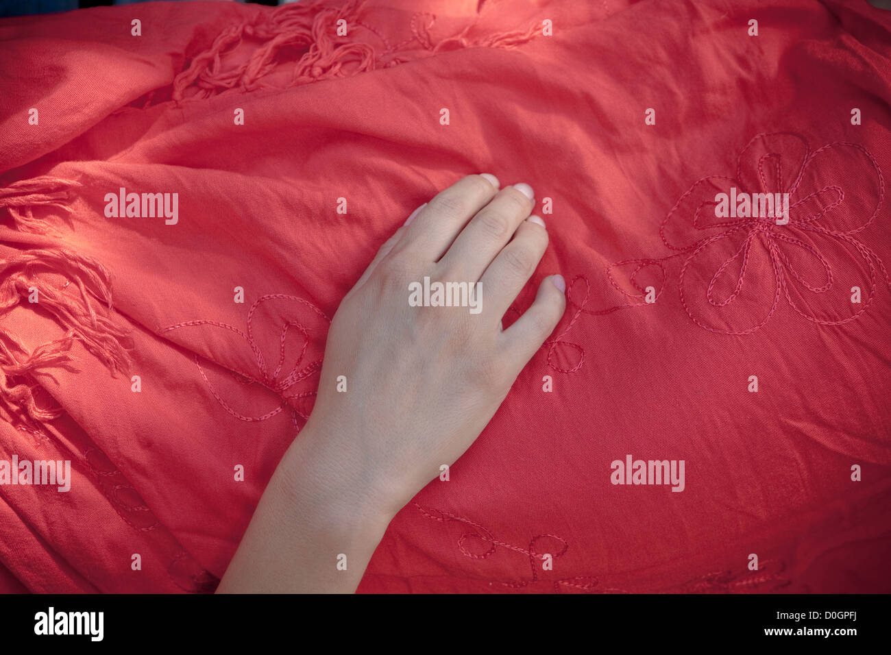 hand of a woman,red Stock Photo - Alamy