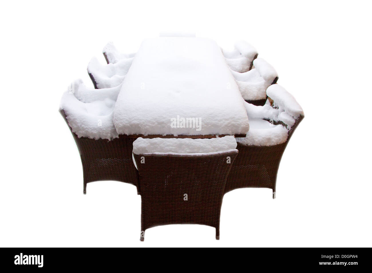 Table with a lot of fresh snow isolated over white Stock Photo - Alamy