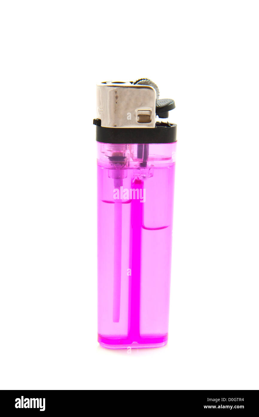 Plastic pink lighter isolated on a white background Stock Photo - Alamy
