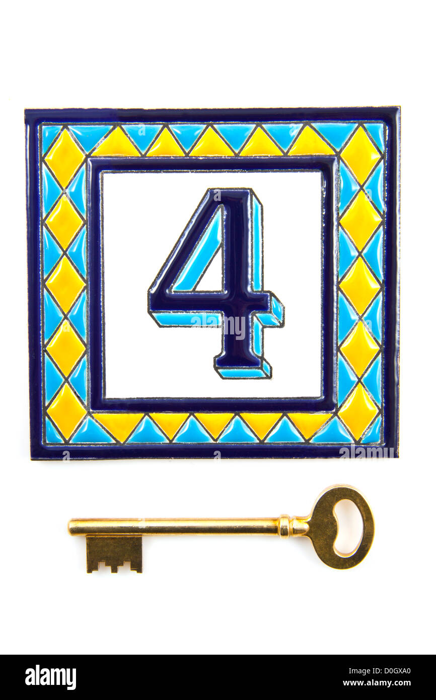 Closeup blue house number Cut Out Stock Images & Pictures - Alamy