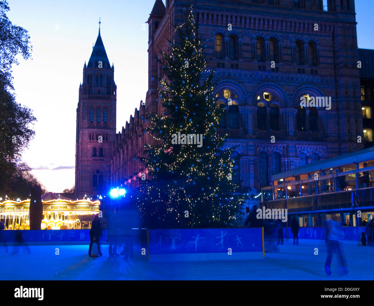 Ice skating rink outside the Natural History Museum, London, UK Stock ...