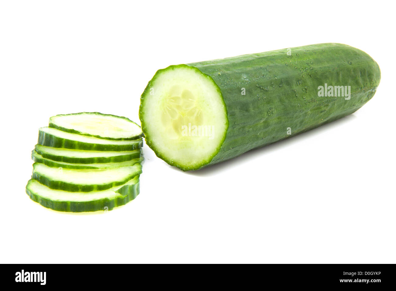 Fresh sliced cucumber isolated on a white background Stock Photo - Alamy