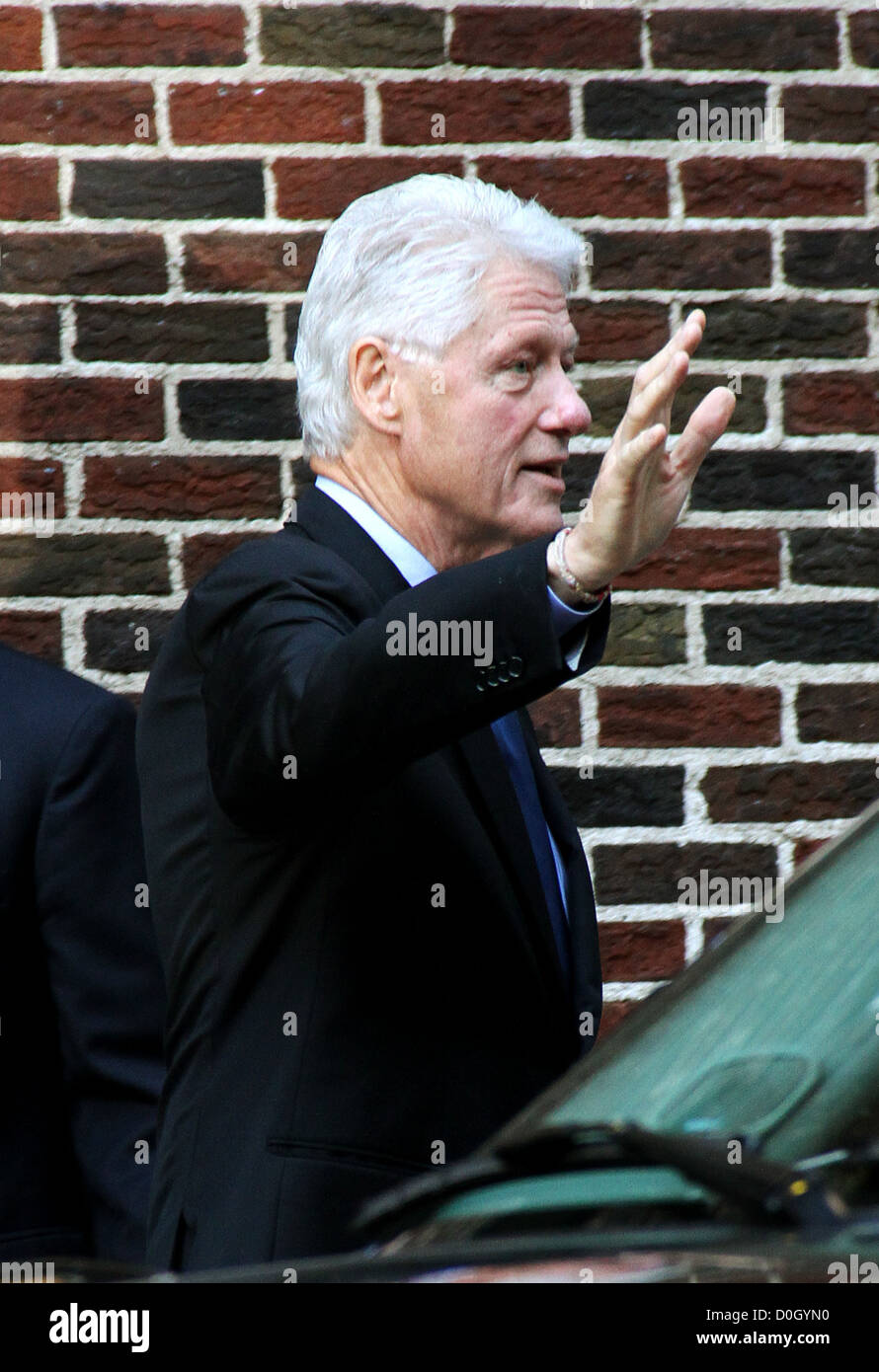 Former U.S. President, Bill Clinton, outside The Ed Sullivan Theater ...