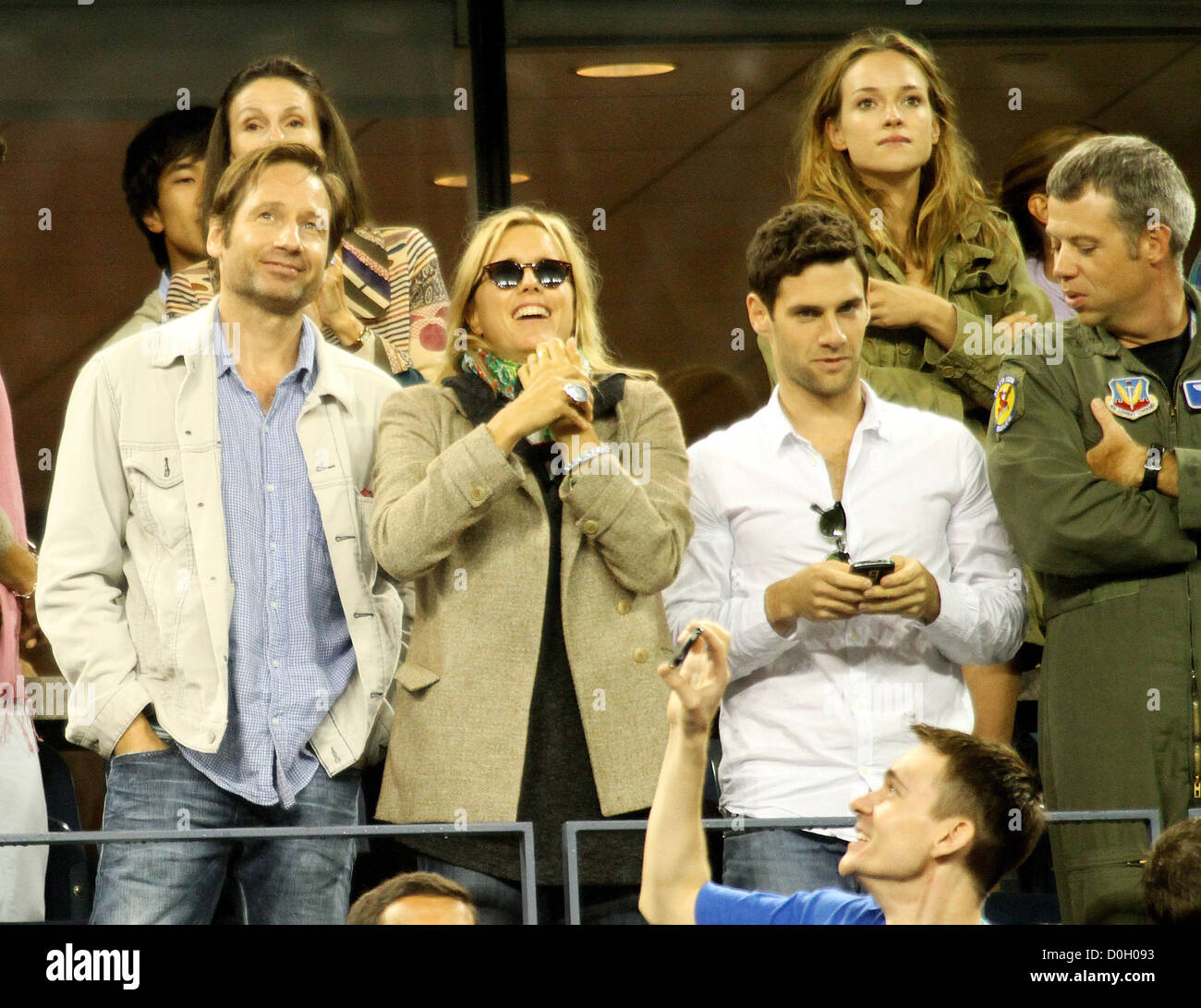David Duchovny and Tea Leoni Celebrities watch the men's finals match ...