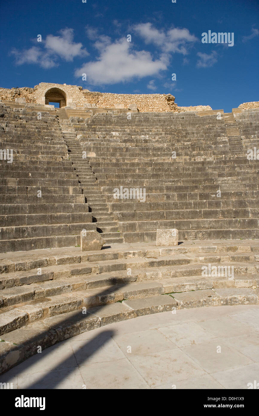 Ampitheatre at the Roman city of Dougga in Northern Tunisia Stock Photo ...