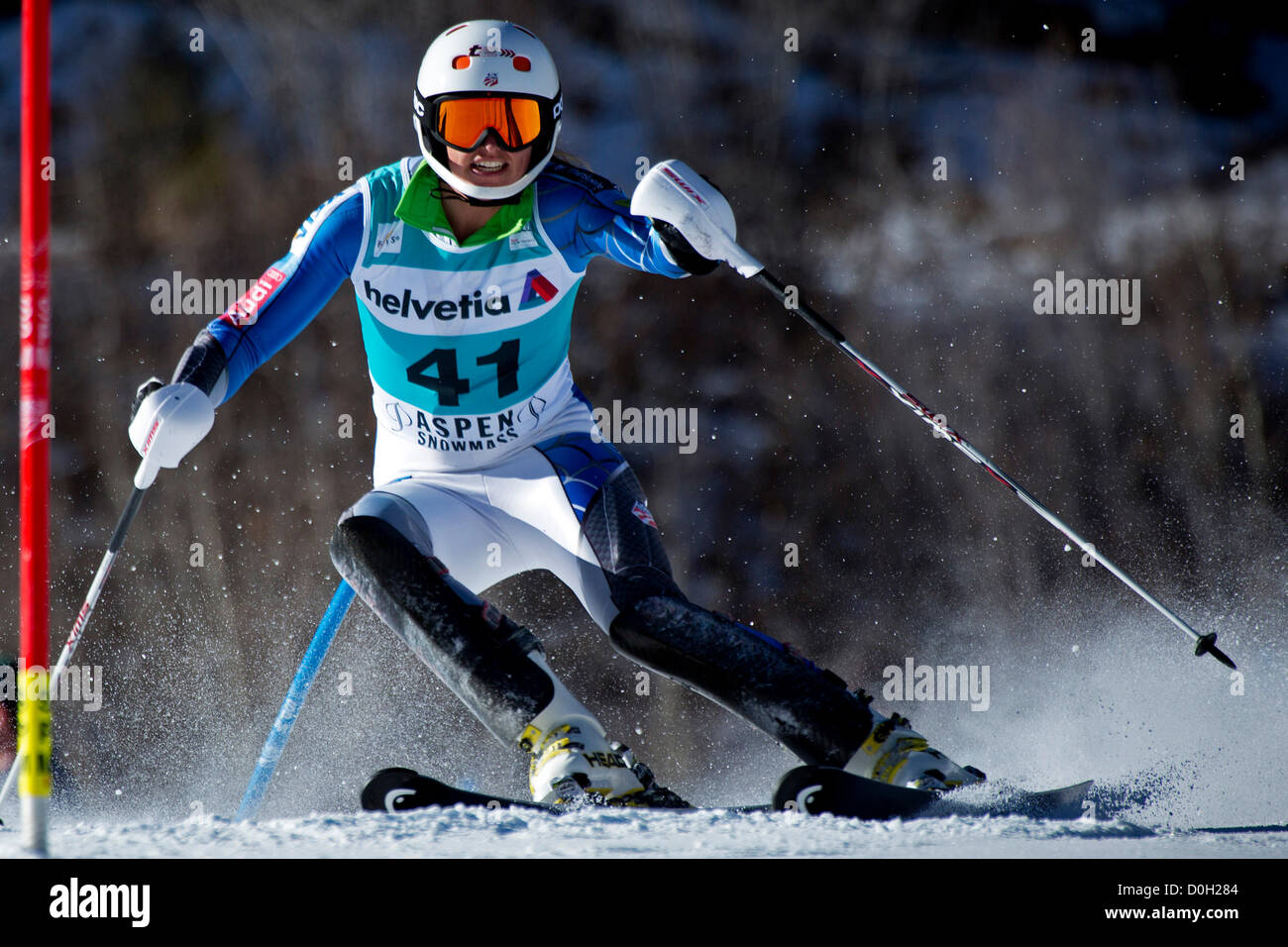 ASPEN, USA - NOVEMBER 25: Hailey Duke of USA races down the course ...