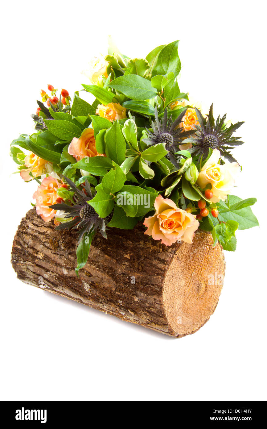 Flowers log wood Cut Out Stock Images & Pictures - Alamy