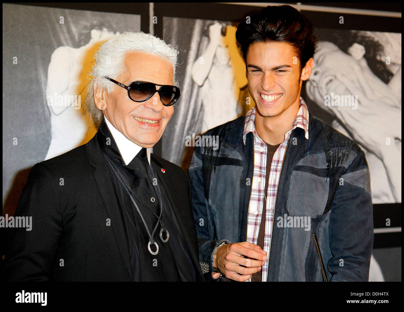 Karl Lagerfeld and Baptiste Giabiconi, at the Karl Lagerfeld Exhibition ...