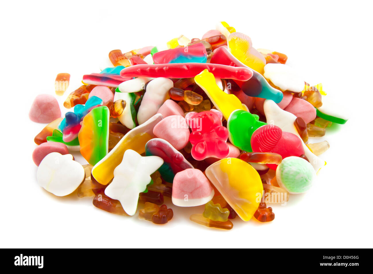 Lots of colorful candy isolated over white Stock Photo - Alamy