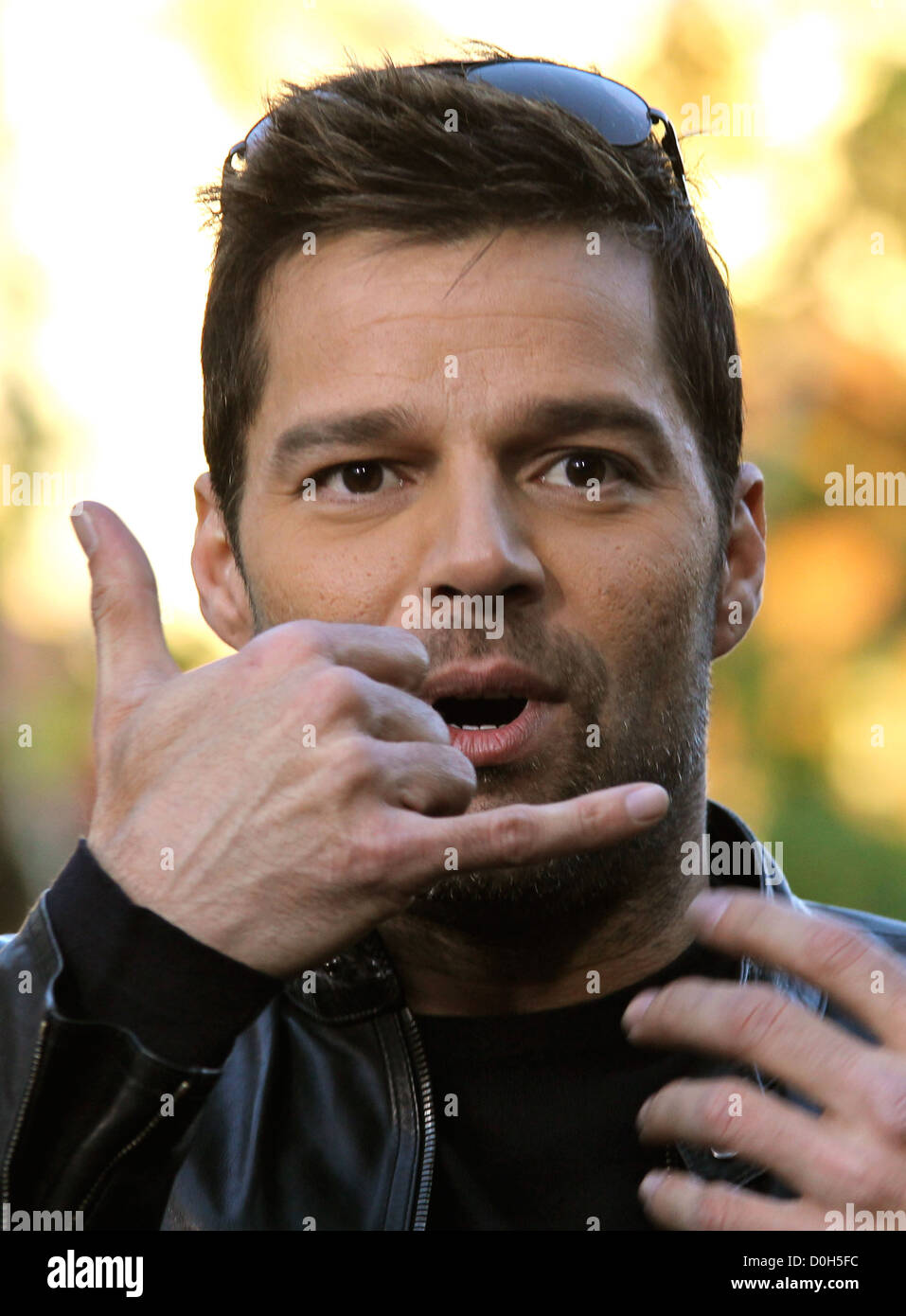 Ricky Martin films an interview for the entertainment television news ...