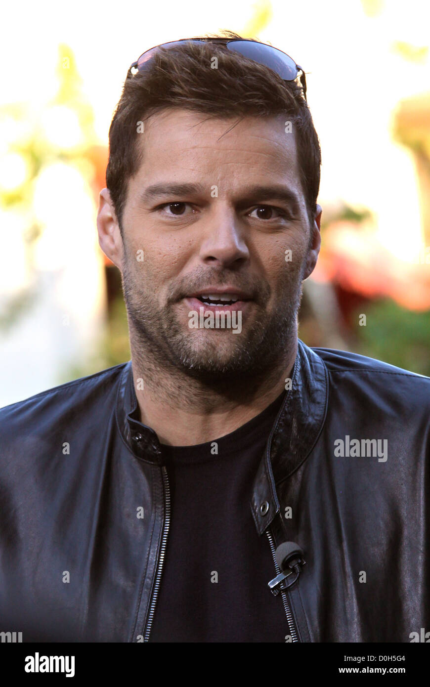 Ricky Martin films an interview for the entertainment television news ...