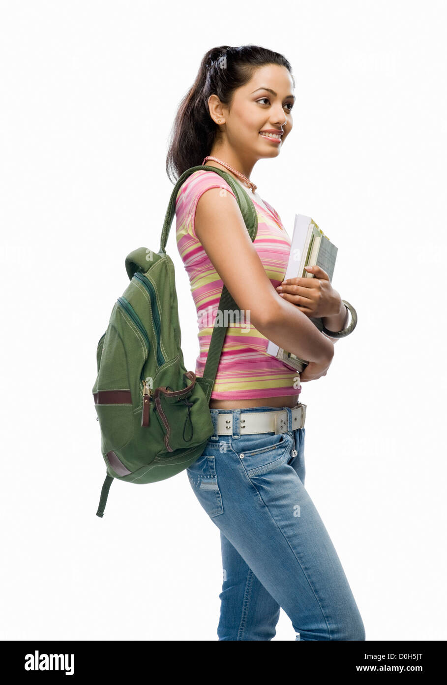 Female college student holding files Stock Photo - Alamy
