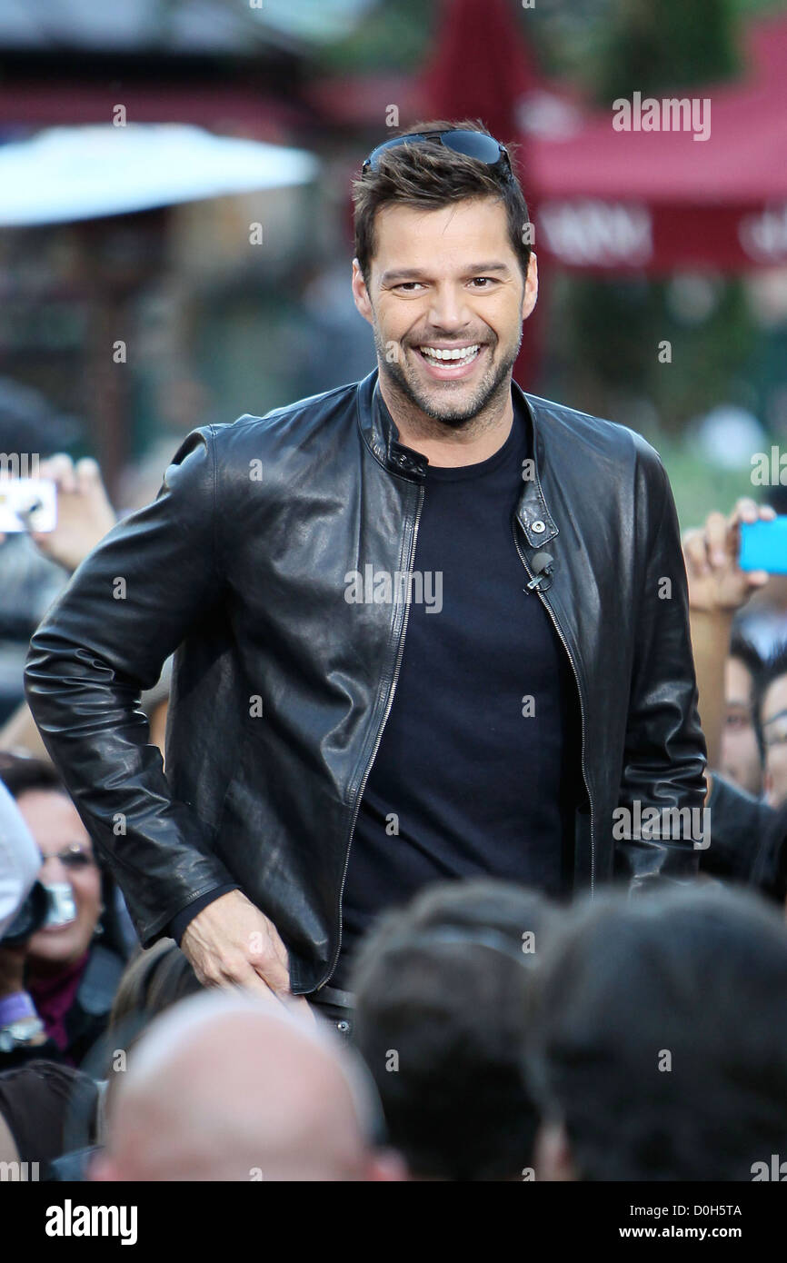 Ricky Martin films an interview for the entertainment television news ...