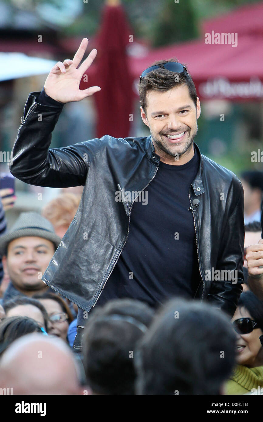 Ricky Martin films an interview for the entertainment television news ...