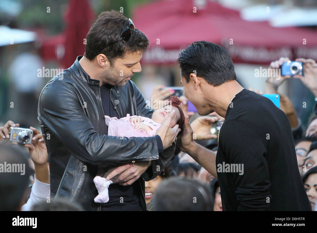 Ricky Martin films an interview for the entertainment television news ...