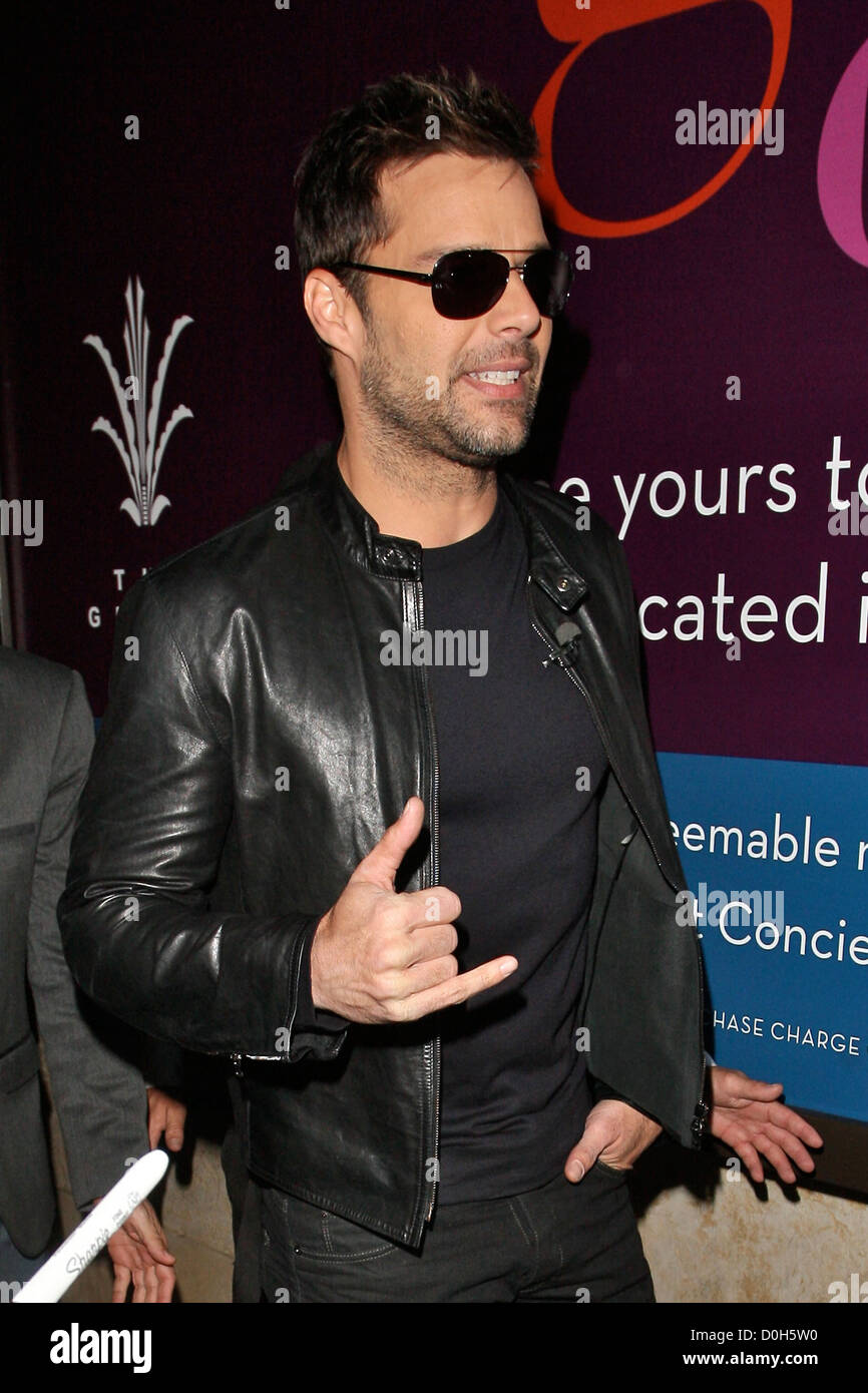 Ricky Martin films an interview for the entertainment television news ...