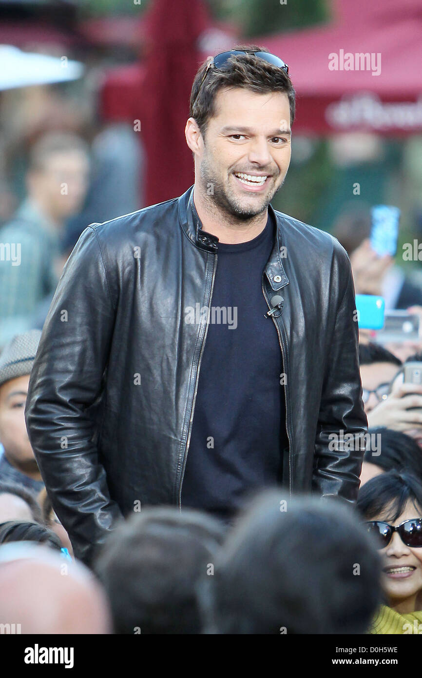 Ricky Martin films an interview for the entertainment television news ...