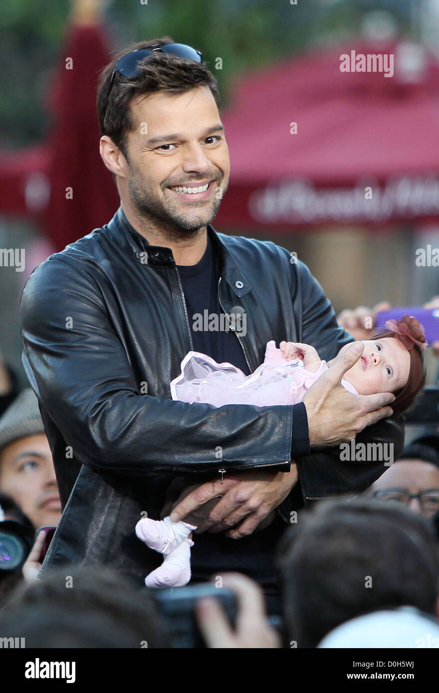 Ricky Martin films an interview for the entertainment television news ...