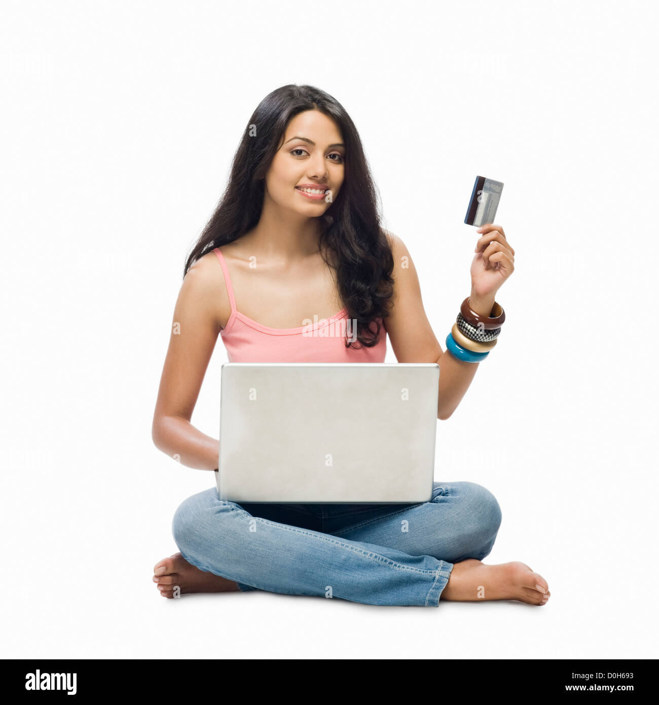 Online shopping woman credit card Cut Out Stock Images & Pictures - Alamy