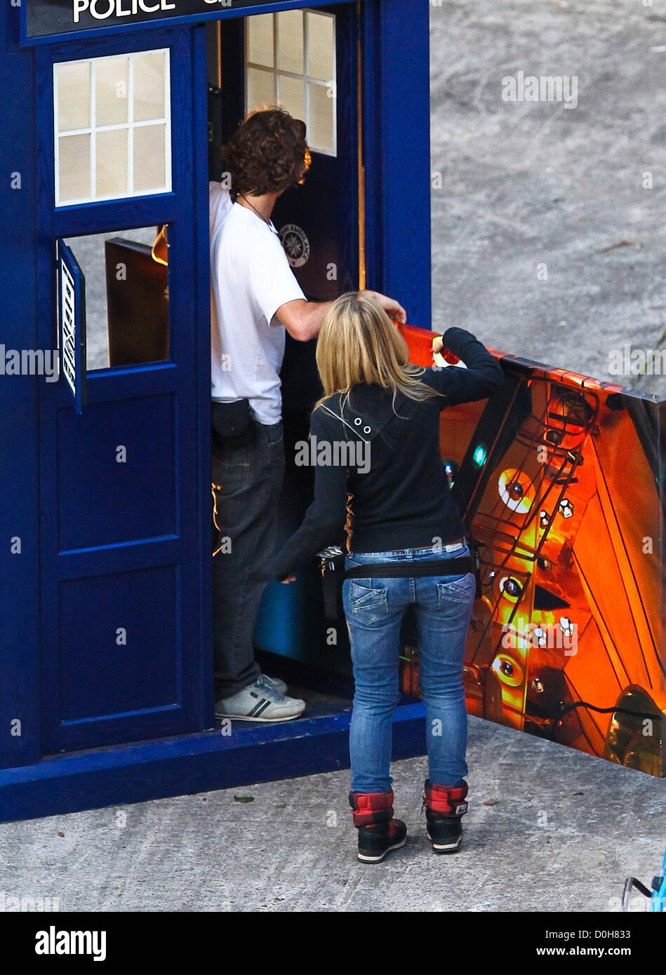 The Tardis 'Doctor Who' filming on location in the south west of the ...