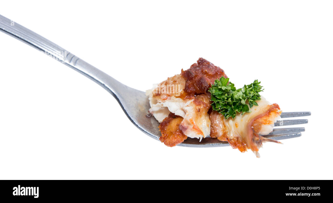 Chicken Wing on a fork isolated on white background Stock Photo - Alamy