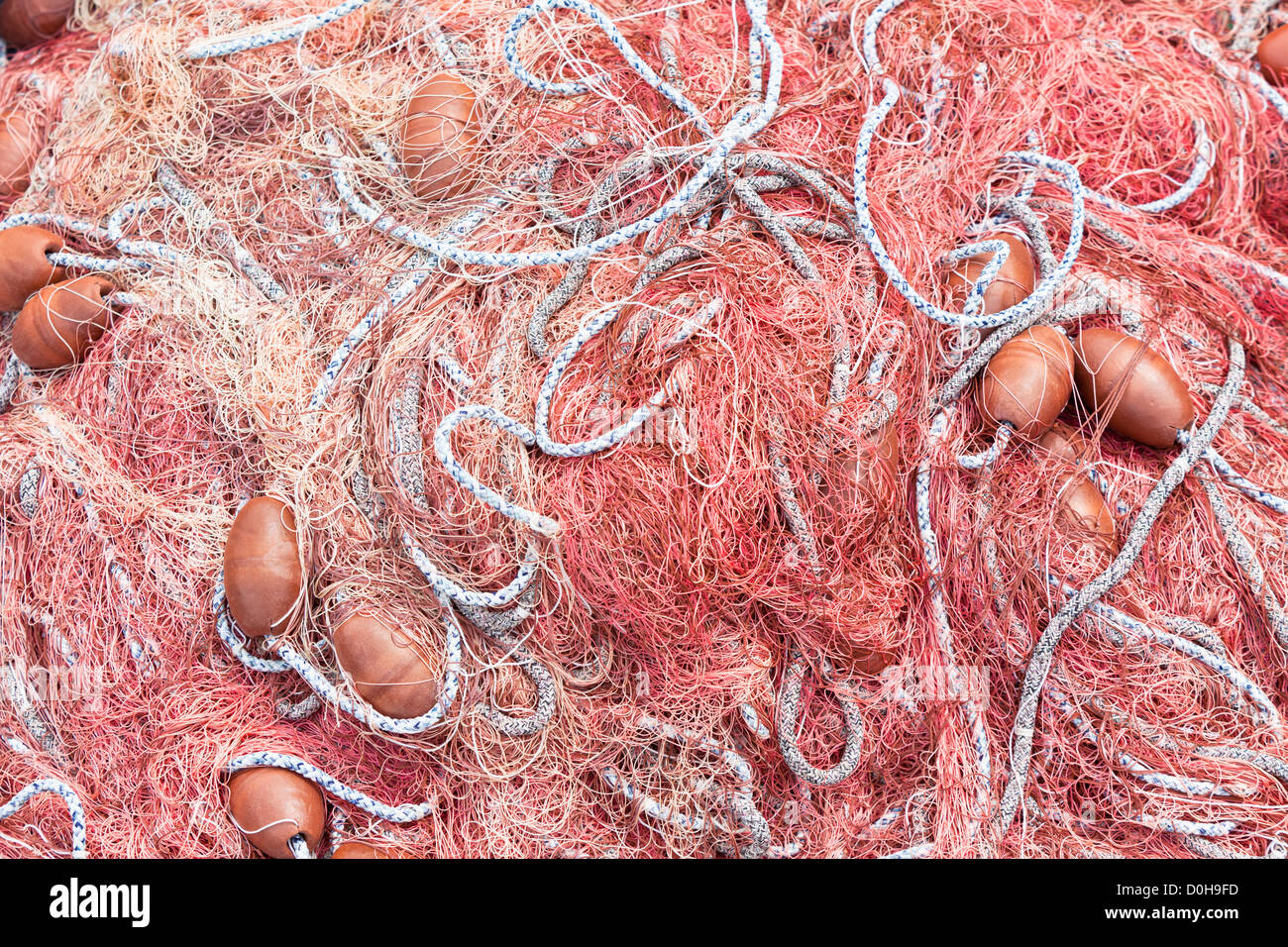 Red Fishing net at the harbor. Pattern, background Stock Photo - Alamy