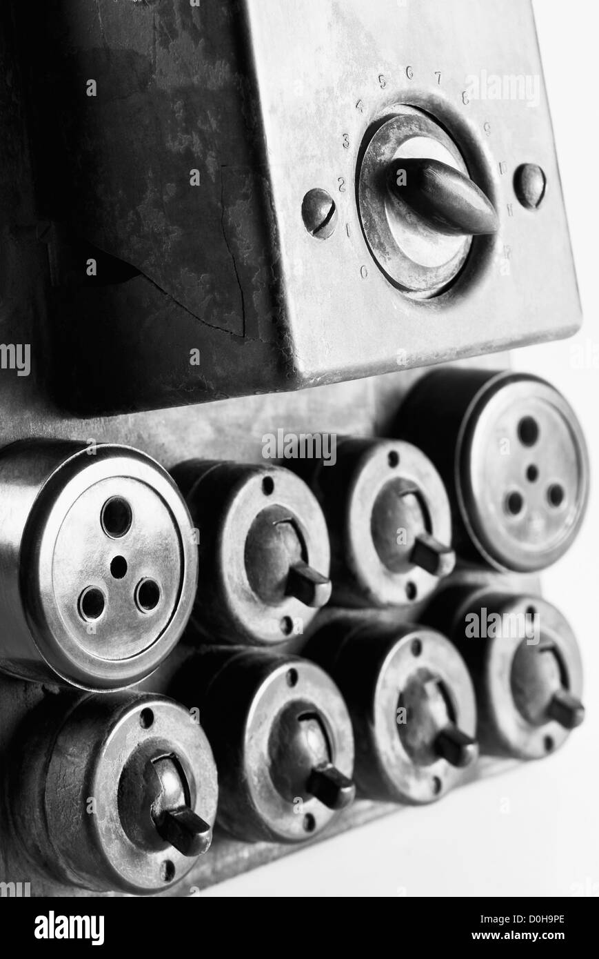Old socket light switch Black and White Stock Photos & Images - Alamy